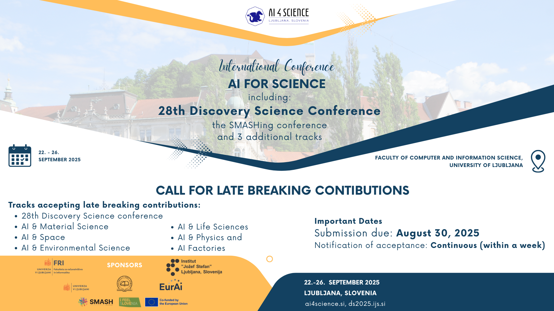 International Conference AI for SCIENCE 2025: Call for late breaking ...